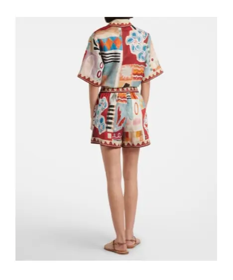 ALEMAIS Printed Linen Bermuda Shorts
