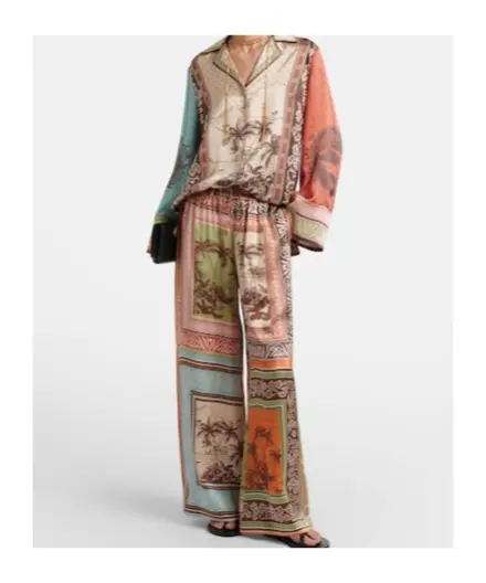 ALEMAIS Alberta Printed Silk Satin Shirt