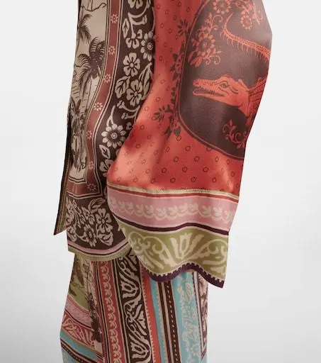 ALEMAIS Alberta Printed Silk Satin Shirt