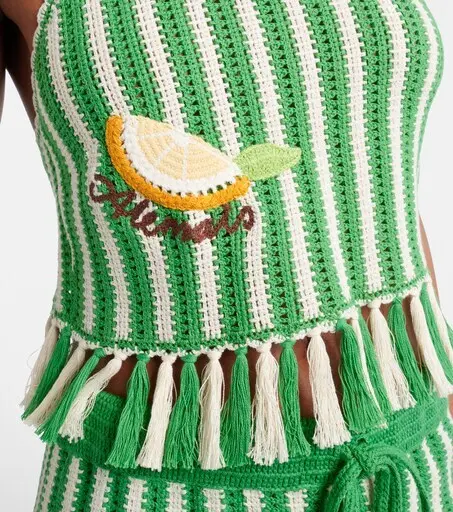 ALEMAIS Crochet Embroidered Cotton Crop Top