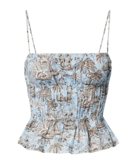 Staud Floral Ruched Cotton Top