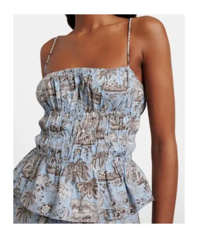 Staud Floral Ruched Cotton Top