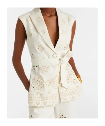 Veronica Beard Townes Eyelet Cotton Twill Vest