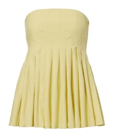 Proenza Schouler White Label Avine Peplum Cotton Top - Yellow
