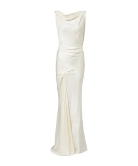 Victoria Beckham Posy Draped Crêpe Satin Gown - White