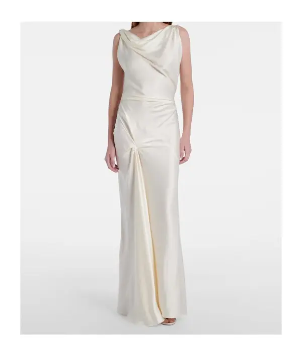 Victoria Beckham Posy Draped Crepe Satin Gown