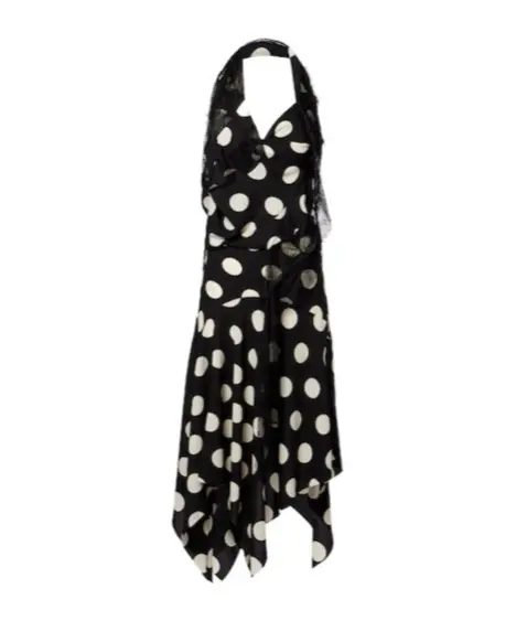 Junya Watanabe Lace-trimmed Polka-dot Midi Dress