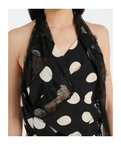 Junya Watanabe Lace-trimmed Polka-dot Midi Dress