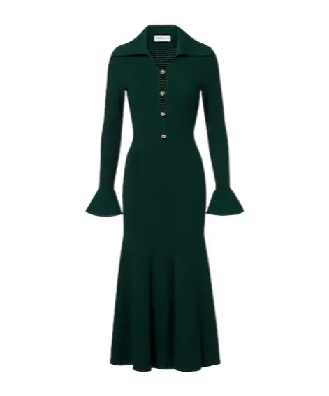 SELF-PORTRAIT Ribbed-knit Midi Dress