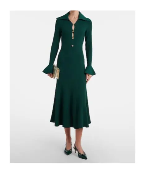 SELF-PORTRAIT Ribbed-knit Midi Dress