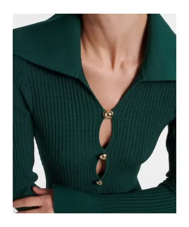 SELF-PORTRAIT Ribbed-knit Midi Dress