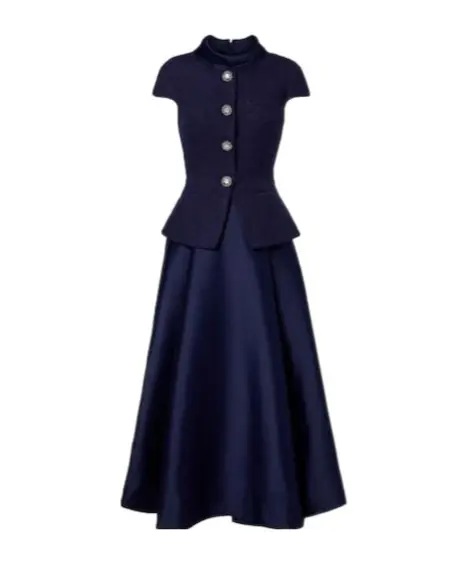 SELF-PORTRAIT Bouclé Taffeta Midi Dress - Black