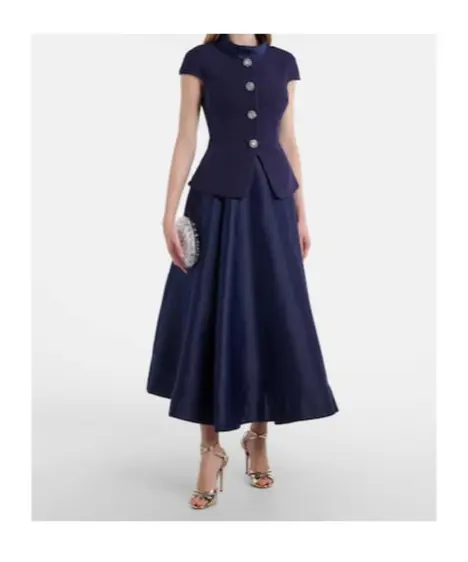 SELF-PORTRAIT Bouclé Taffeta Midi Dress