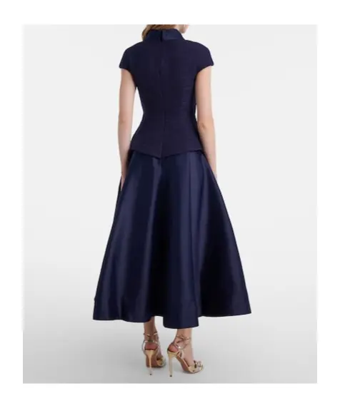 SELF-PORTRAIT Bouclé Taffeta Midi Dress