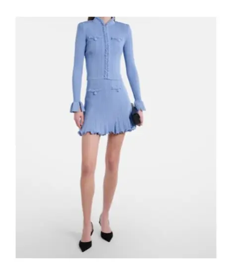 SELF-PORTRAIT Beaded Ribbed-knit Miniskirt