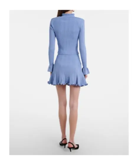 SELF-PORTRAIT Beaded Ribbed-knit Miniskirt