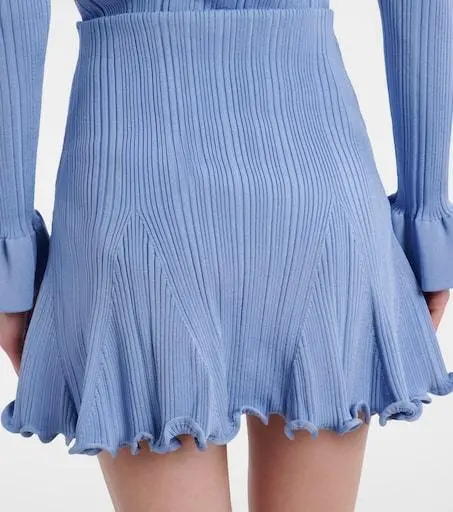 SELF-PORTRAIT Beaded Ribbed-knit Miniskirt