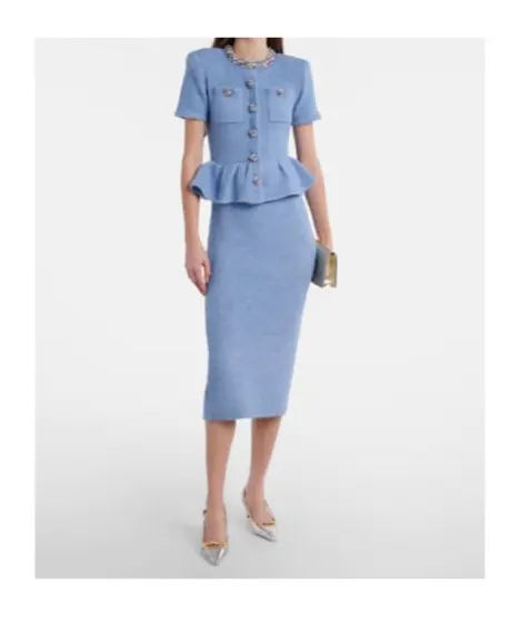 SELF-PORTRAIT Embellished Knitted Midi Dress