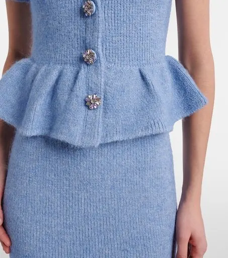 SELF-PORTRAIT Embellished Knitted Midi Dress