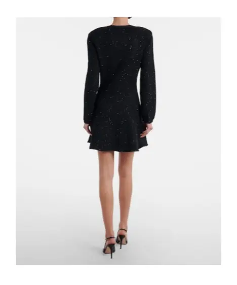 SELF-PORTRAIT Bow-detail Sequined Knitted Minidress