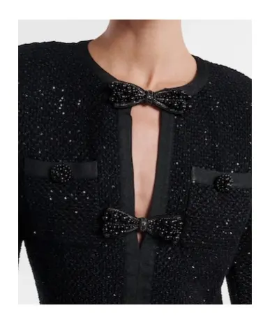 SELF-PORTRAIT Bow-detail Sequined Knitted Minidress