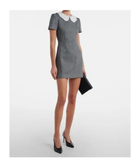 SELF-PORTRAIT Herringbone Wool-blend Minidress