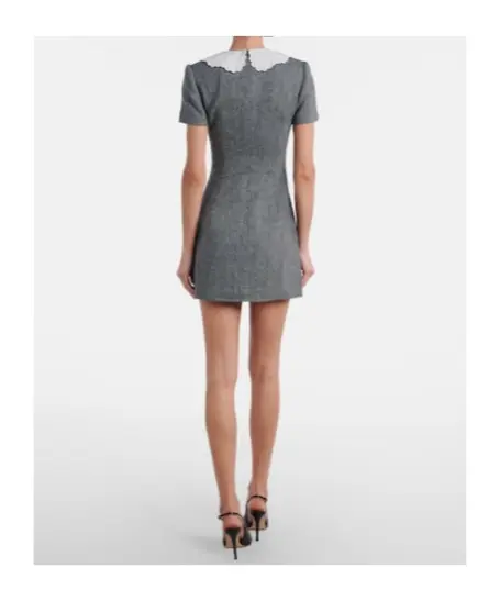 SELF-PORTRAIT Herringbone Wool-blend Minidress