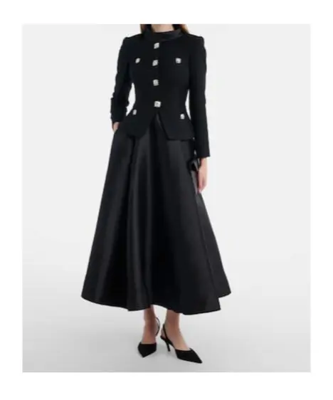 SELF-PORTRAIT Bouclé Taffeta Midi Dress
