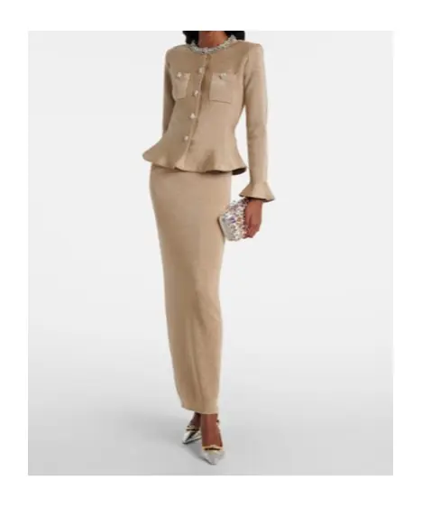 SELF-PORTRAIT Embellished Peplum Lamé Maxi Dress
