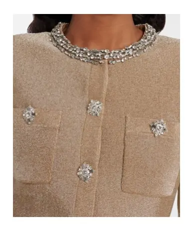 SELF-PORTRAIT Embellished Peplum Lamé Maxi Dress