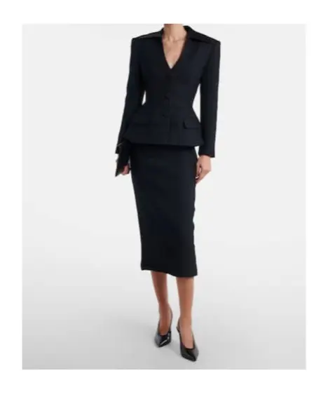 SELF-PORTRAIT Wool-blend Twill Midi Dress