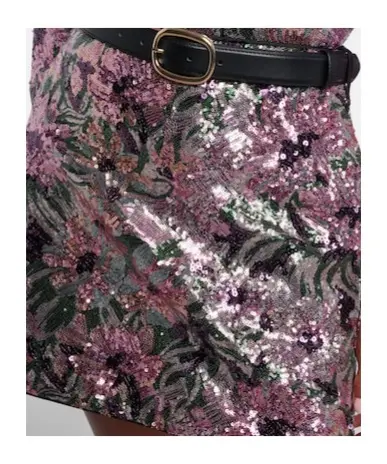 SELF-PORTRAIT Floral Sequined Miniskirt