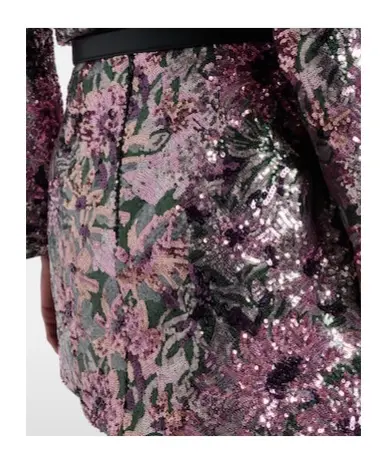 SELF-PORTRAIT Floral Sequined Miniskirt