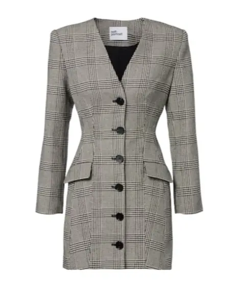 SELF-PORTRAIT Checked Wool-blend Minidress
