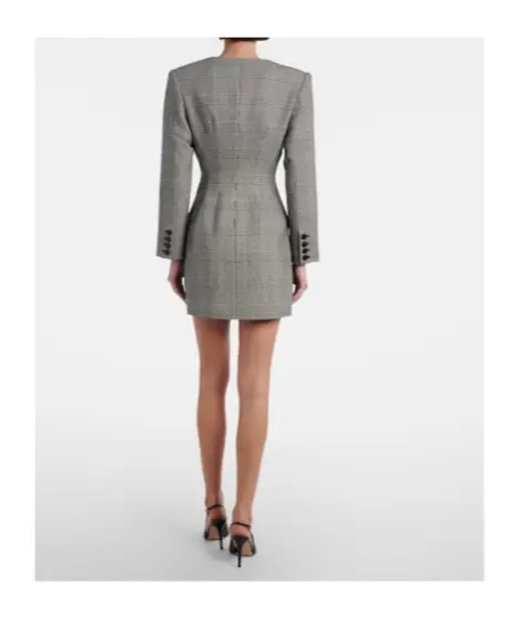 SELF-PORTRAIT Checked Wool-blend Minidress