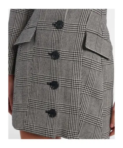 SELF-PORTRAIT Checked Wool-blend Minidress