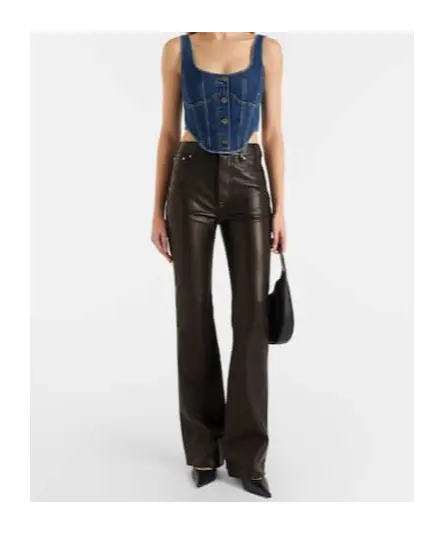 SELF-PORTRAIT Embellished Denim Crop Top