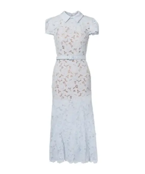 SELF-PORTRAIT Floral Guipure Lace Midi Dress - White