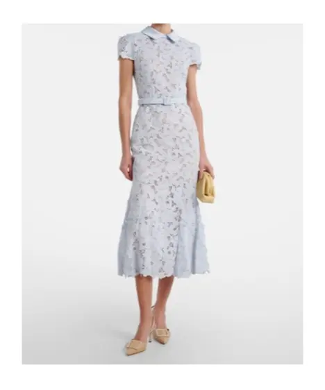 SELF-PORTRAIT Floral Guipure Lace Midi Dress