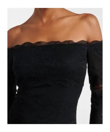 Blumarine Off-shoulder Lace Tulle Maxi Dress