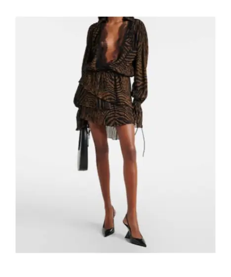 Blumarine Zebra-print Chiffon Mini Dress