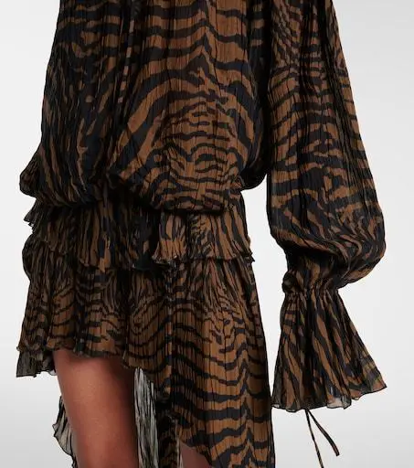 Blumarine Lace-trimmed Zebra-print Chiffon Top