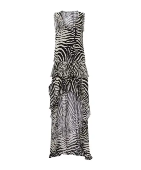 Blumarine Zebra-print Asymmetric Chiffon Maxi Dress - Gray
