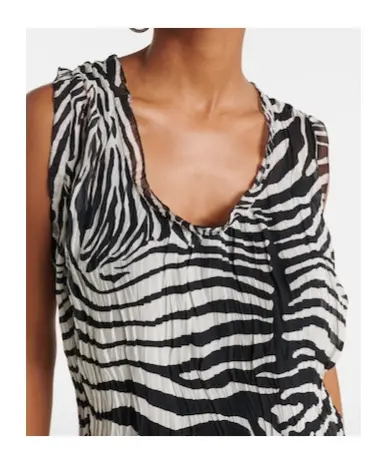 Blumarine Zebra Print Asymmetrical Chiffon Maxi Dress