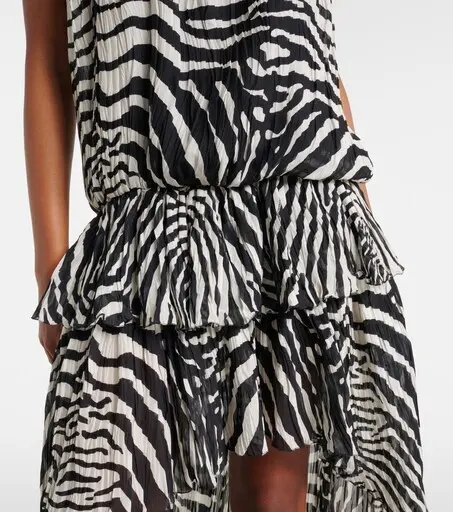 Blumarine Zebra Print Asymmetrical Chiffon Maxi Dress