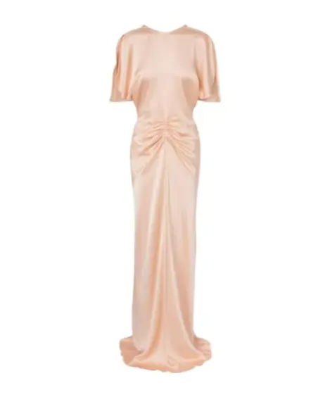 Victoria Beckham Isabella Gathered Satin Gown - Nude