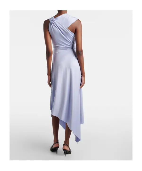 Victoria Beckham Asymmetrical Gathered Jersey Midi Dress