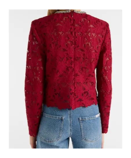 SELF-PORTRAIT Embellished Guipure Lace Top