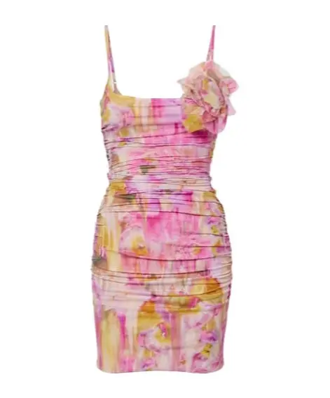 Blumarine Floral-appliqué Printed Jersey Minidress - Pink