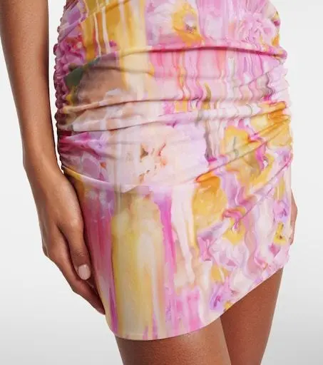 Blumarine Floral-appliqué Printed Jersey Minidress